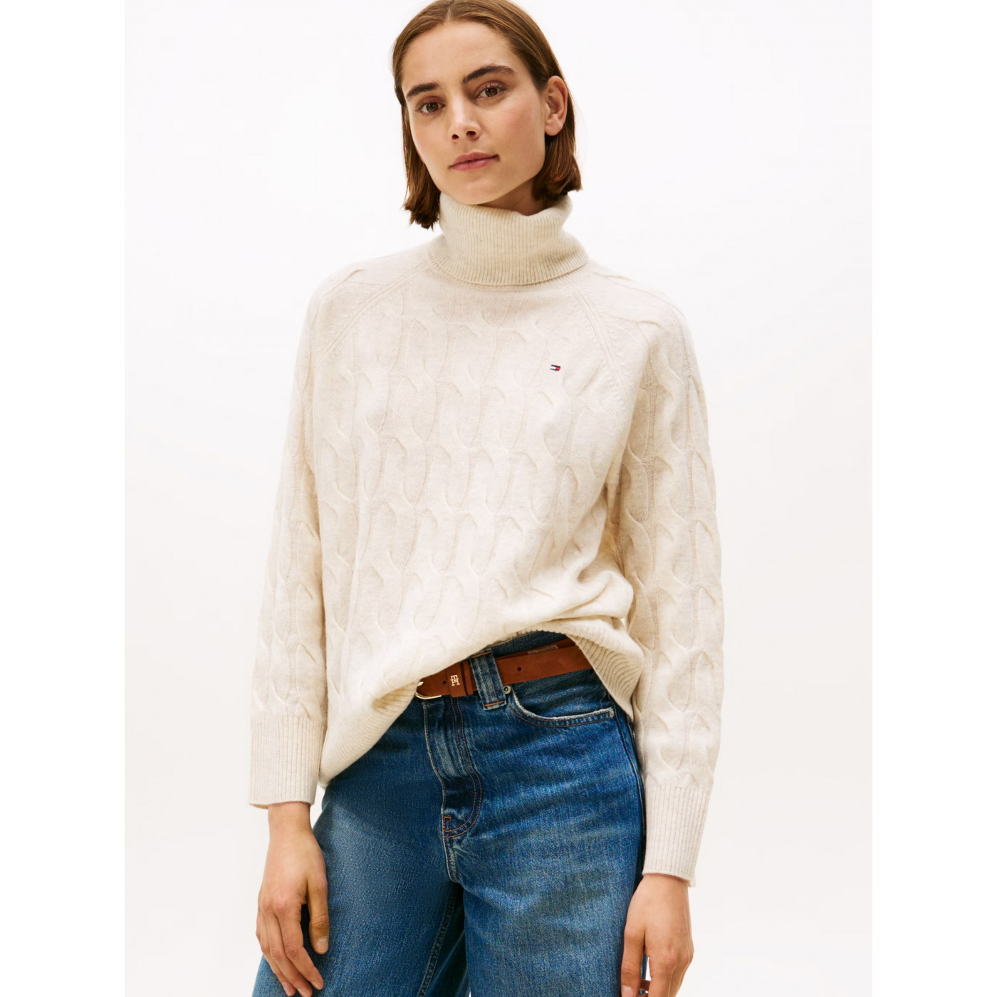 Cable Knit Soft Wool Relaxed Jumper